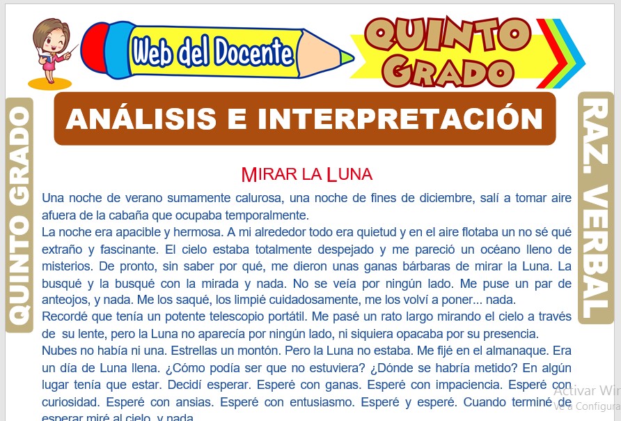 Análisis e Interpretación para Quinto Grado de Primaria