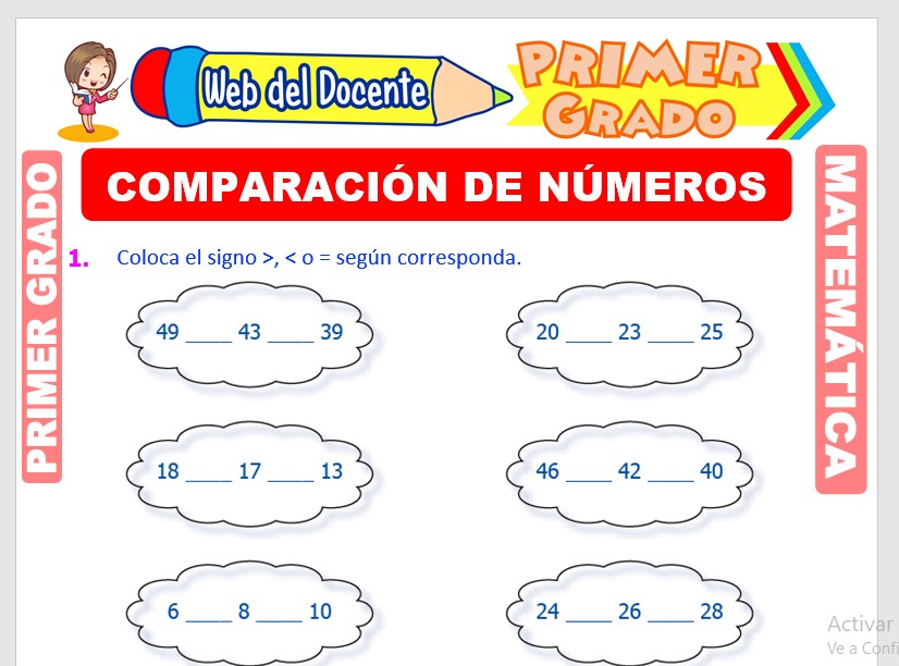 Hojas De Trabajo De Matemáticas Comparando Números