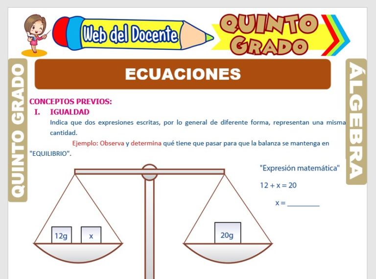 ÁLGEBRA – Quinto Grado de Primaria –– 28 Fichas GRATIS