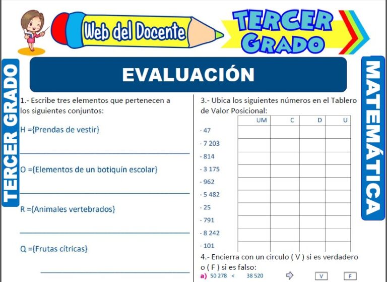 Evaluación de Matemática para Tercer Grado de Primaria – Web del Docente