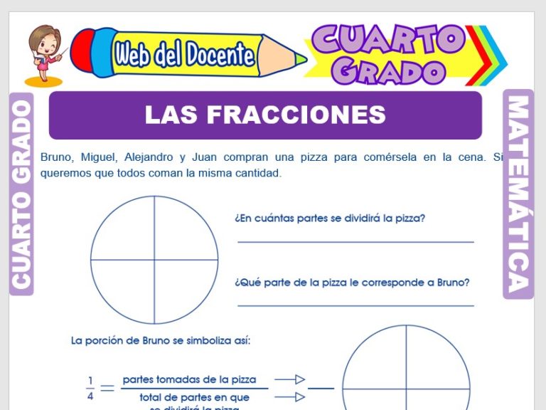 Lectura y Escritura de Fracciones para Cuarto Grado de Primaria – Web