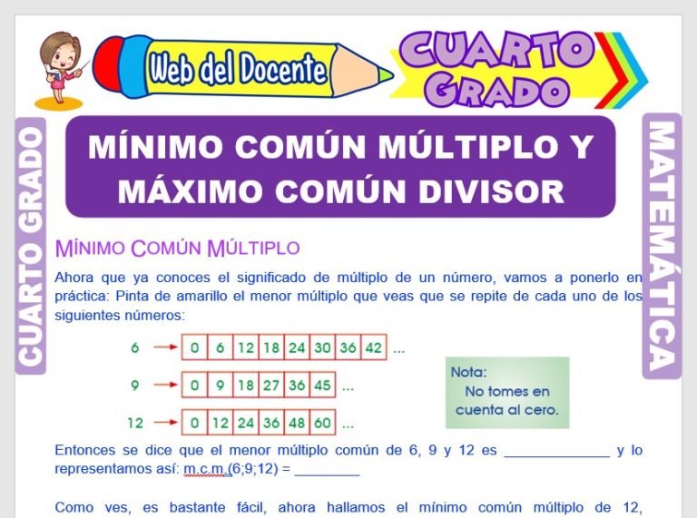 Mínimo Común Múltiplo y Máximo Común Divisor para Cuarto Grado de