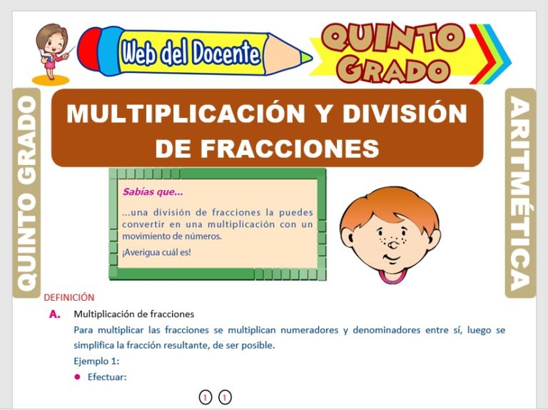 Multiplicación y División de Fracciones para Quinto Grado de Primaria ...