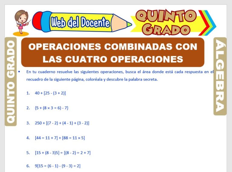 ÁLGEBRA – Quinto Grado de Primaria –– 28 Fichas GRATIS