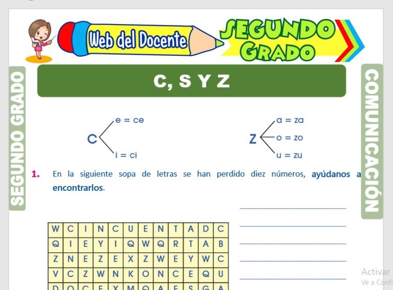 Palabras con la C S Z para Segundo Grado de Primaria – GRATIS