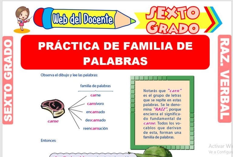 Práctica de Familia de Palabras para Sexto Grado de Primaria