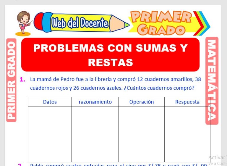 MATEMÁTICA – Primer Grado de Primaria – 45 Fichas GRATIS