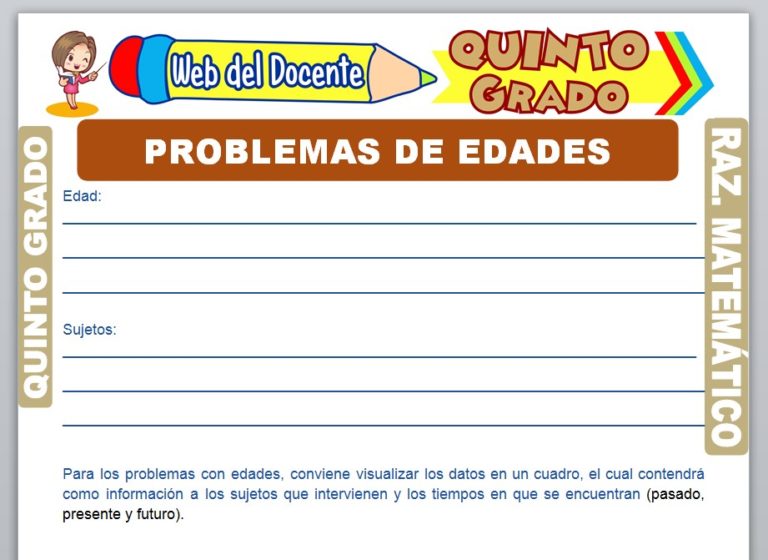Problemas de Edades para Quinto Grado de Primaria – Web del Docente