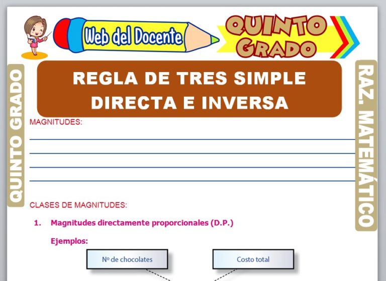 Regla de Tres Simple Directa e Inversa para Quinto Grado de Primaria