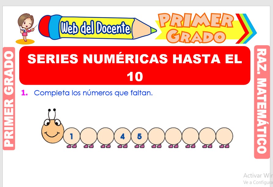 Sucesiones Decrecientes y Crecientes para Primer Grado de Primaria