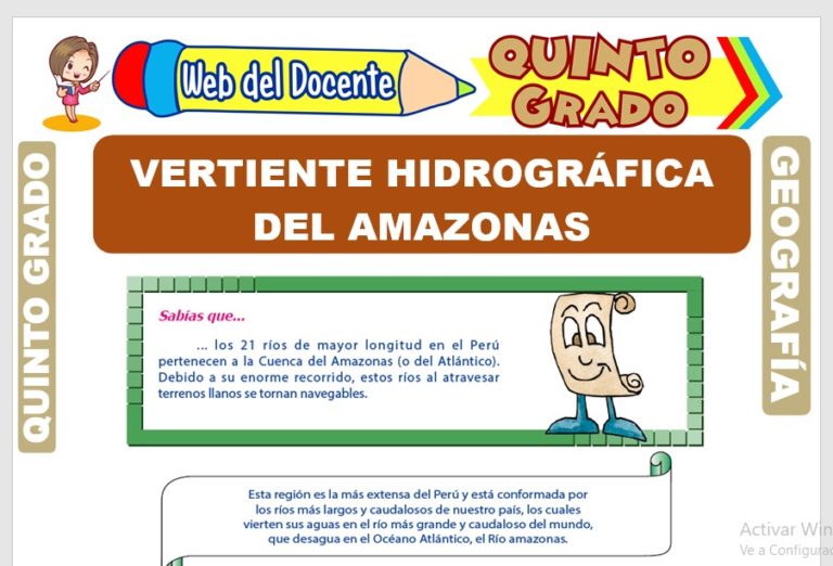 Vertiente Hidrográfica del Amazonas para Quinto Grado de Primaria
